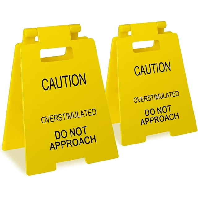 Caution Overstimulated Desk Sign, Office Desk Decor Statue, Prank Gift ...