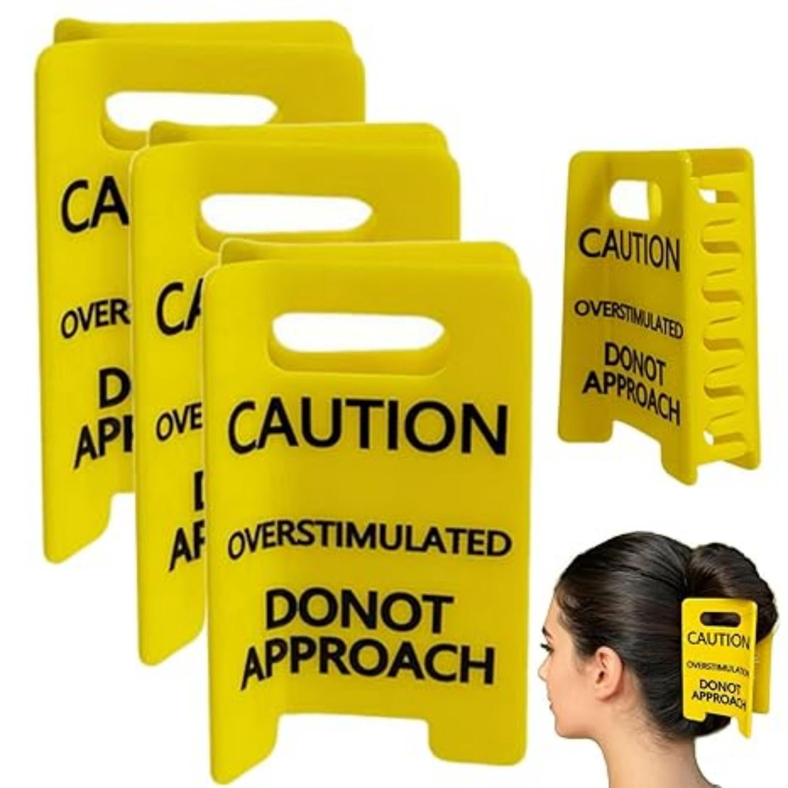 Caution Overstimulated Hair Clip, Do Not Approach Sign Hair Claws Hair ...