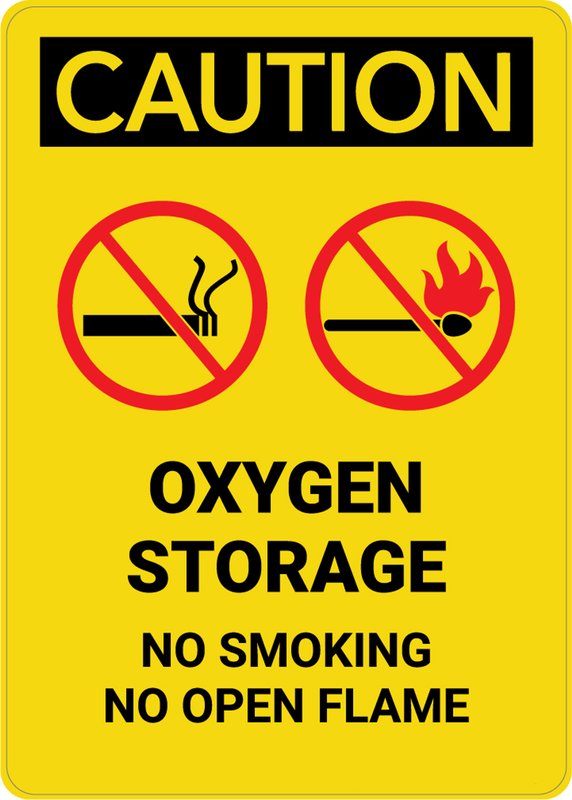 Caution Oxygen Storage No Smoking Open Flame With Graphic Funny Vintage ...