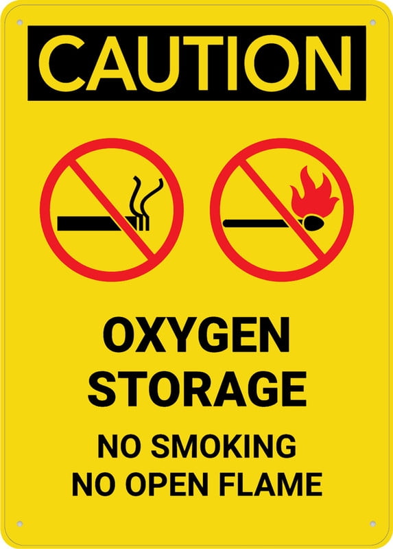 Caution Oxygen Storage No Smoking Open Flame With Graphic Portrait Sign ...