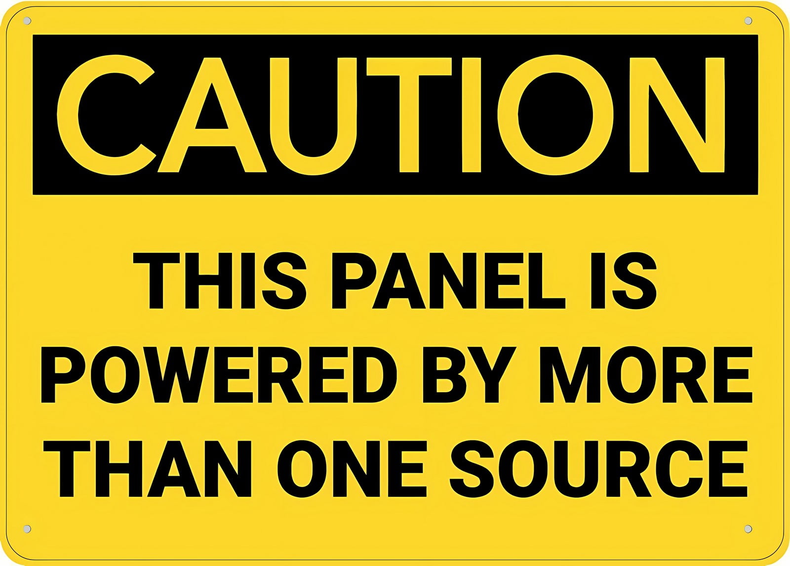 Caution Panel Powered by Multiple Sources Warning Tin Sign 12 x 8 ...