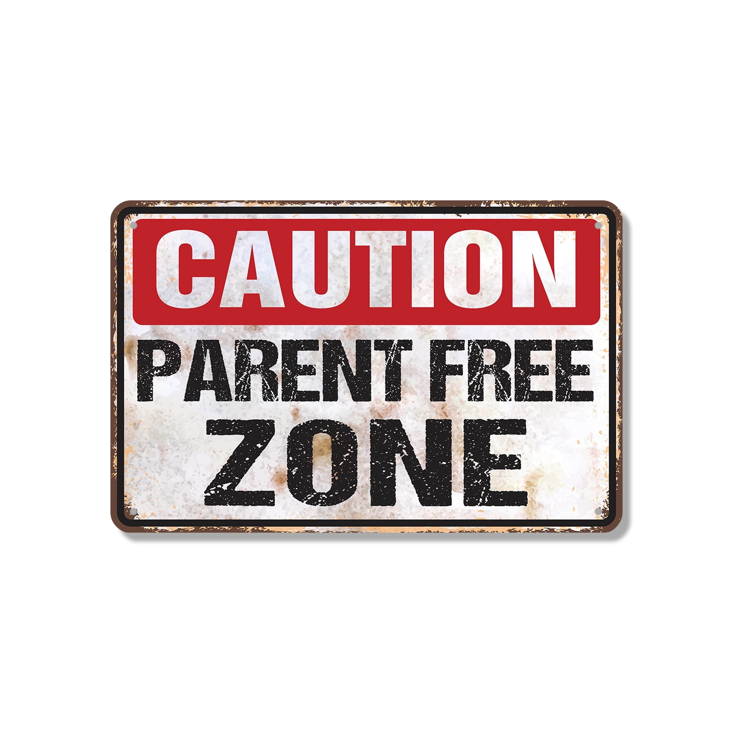 Caution Parent Free Zone 18 Inch x 24 Inch Novelty Aluminum Metal Sign ...
