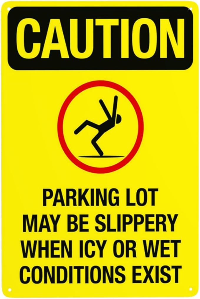 Caution Parking Lot May Be Slippery When Icy Or Wet Conditions Exit ...