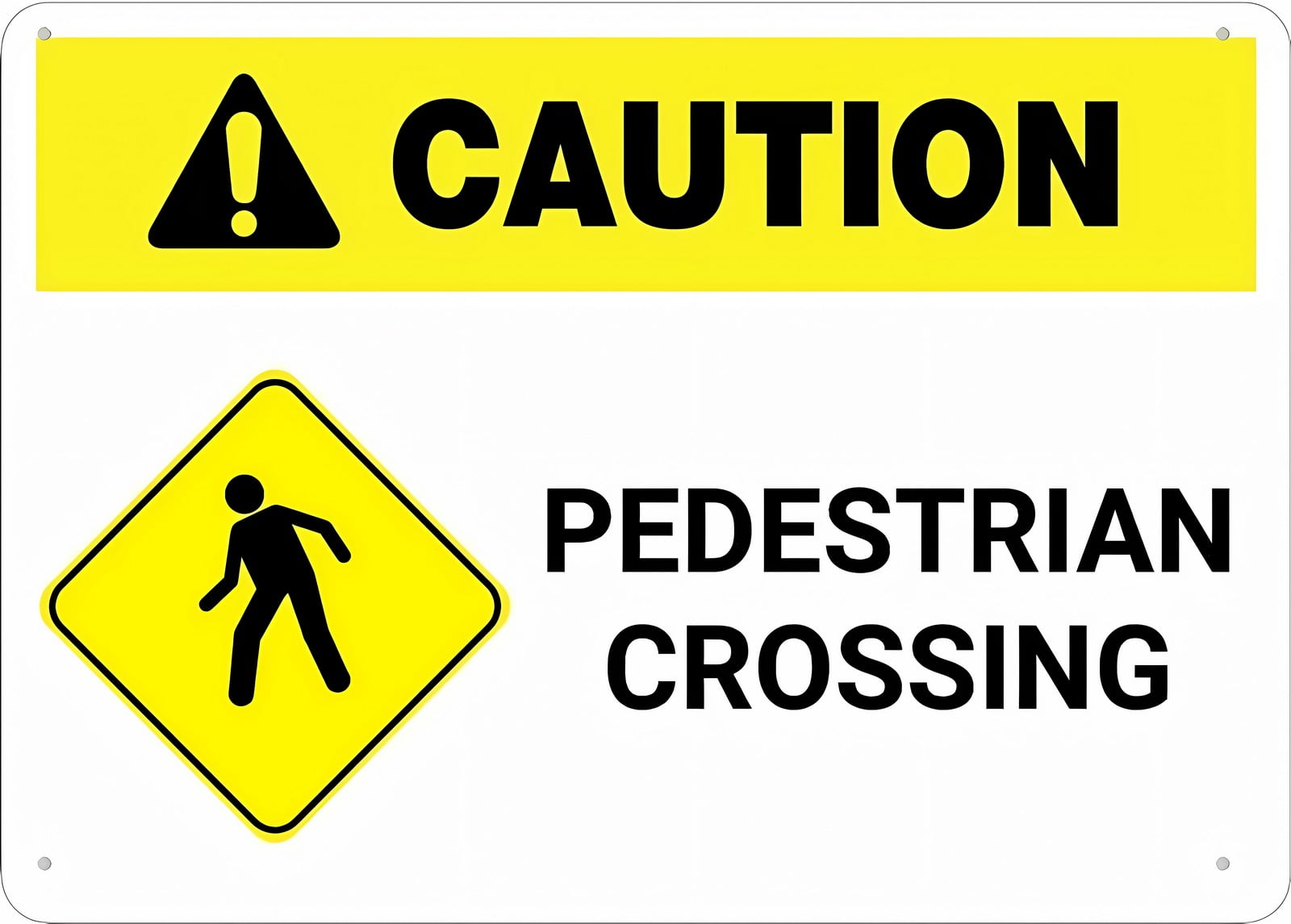 Caution Pedestrian Crossing Sign 12 x 8 Inches - Rust-Free Aluminum ...