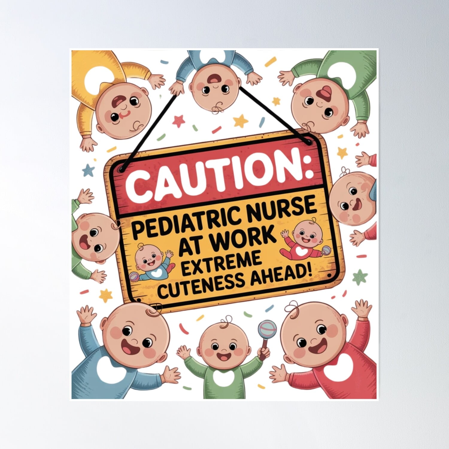 Caution Pediatric Nurse At Work – Extreme Cuteness Sign Design Poster Wall Art, Modern Wall ...