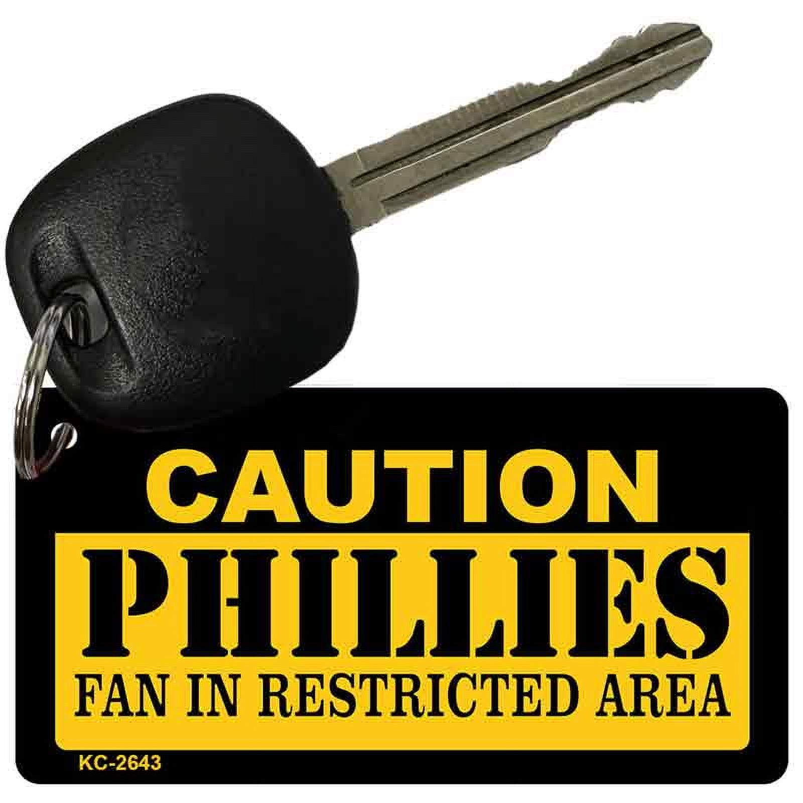 Caution Phillies Fan Area Novelty Metal Key Chain KC-2643 3" x 1.5" Key ...