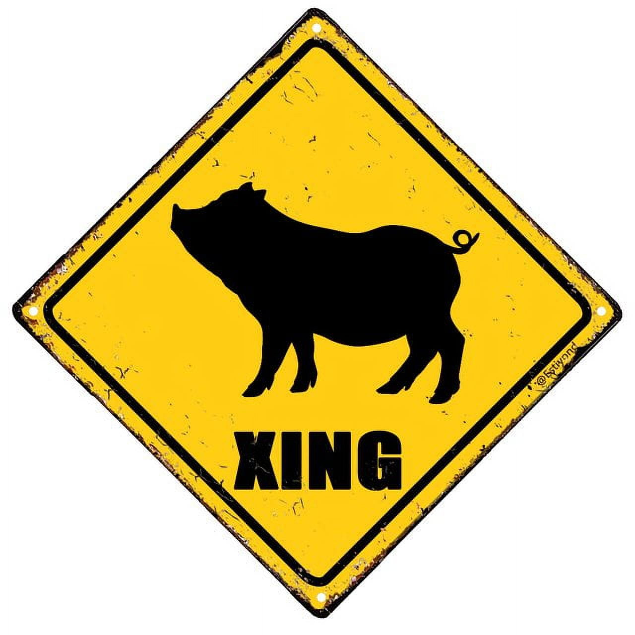 Caution Pig Xing Metal Tin Signs Pig Beware Of Danger Animals Cross ...