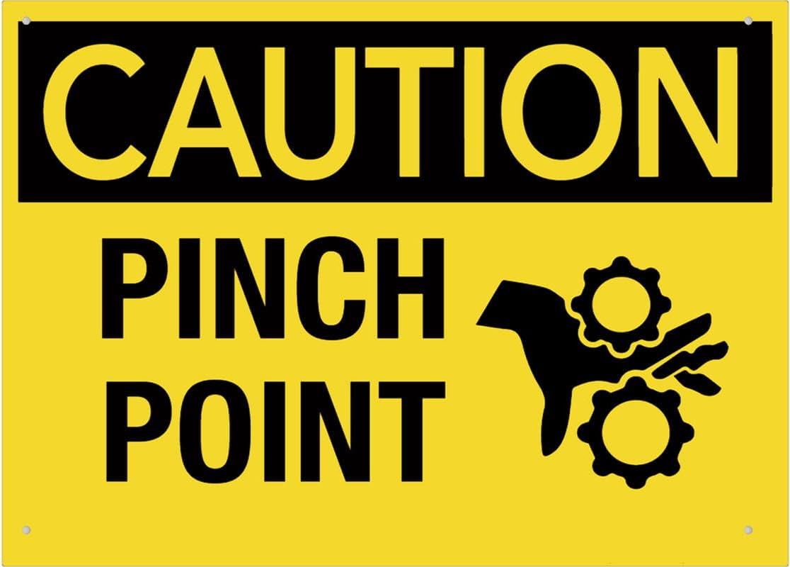 Caution Pinch Point Sign Metal 12X8 Inch Rust Free Aluminum, Uv Printed ...