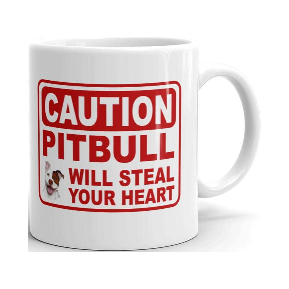 Caution Pitbull Will Steal Your Heart Coffee Tea Ceramic Mug Office ...