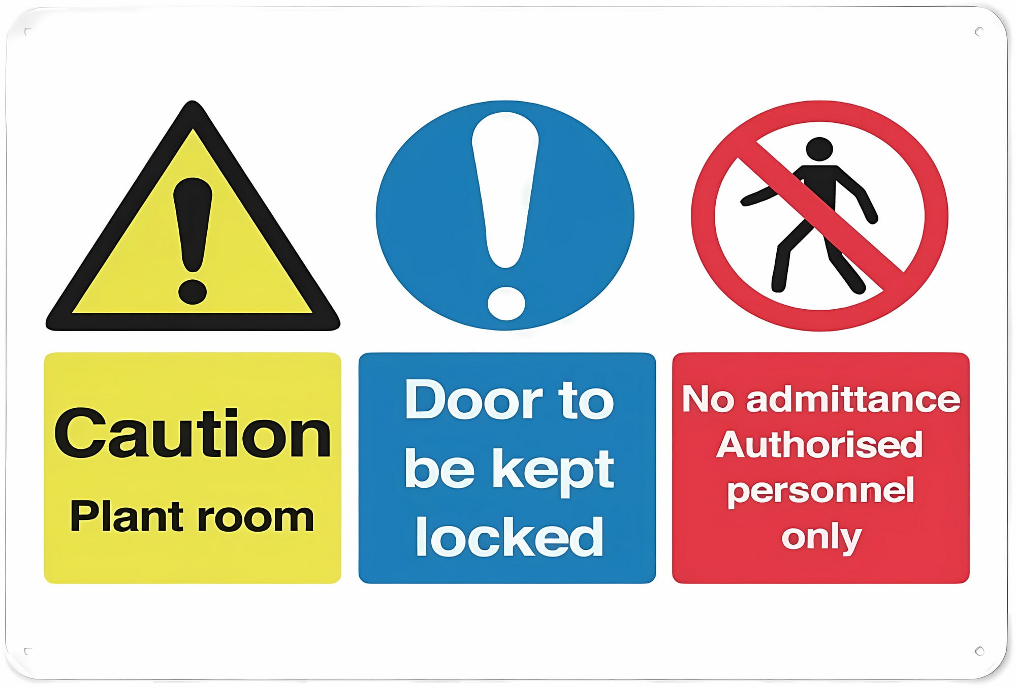 Caution Plant Room No Entry Sign - 8"x12" Reflective Aluminum, UV ...