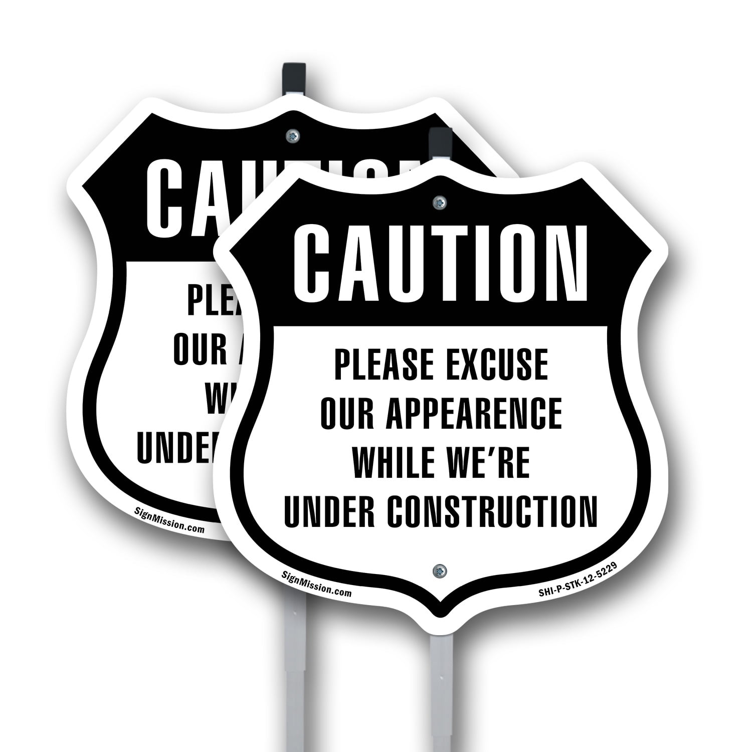 Caution Please Excuse Our Appearance Construction (2 Pack) 12 inch X 12 ...
