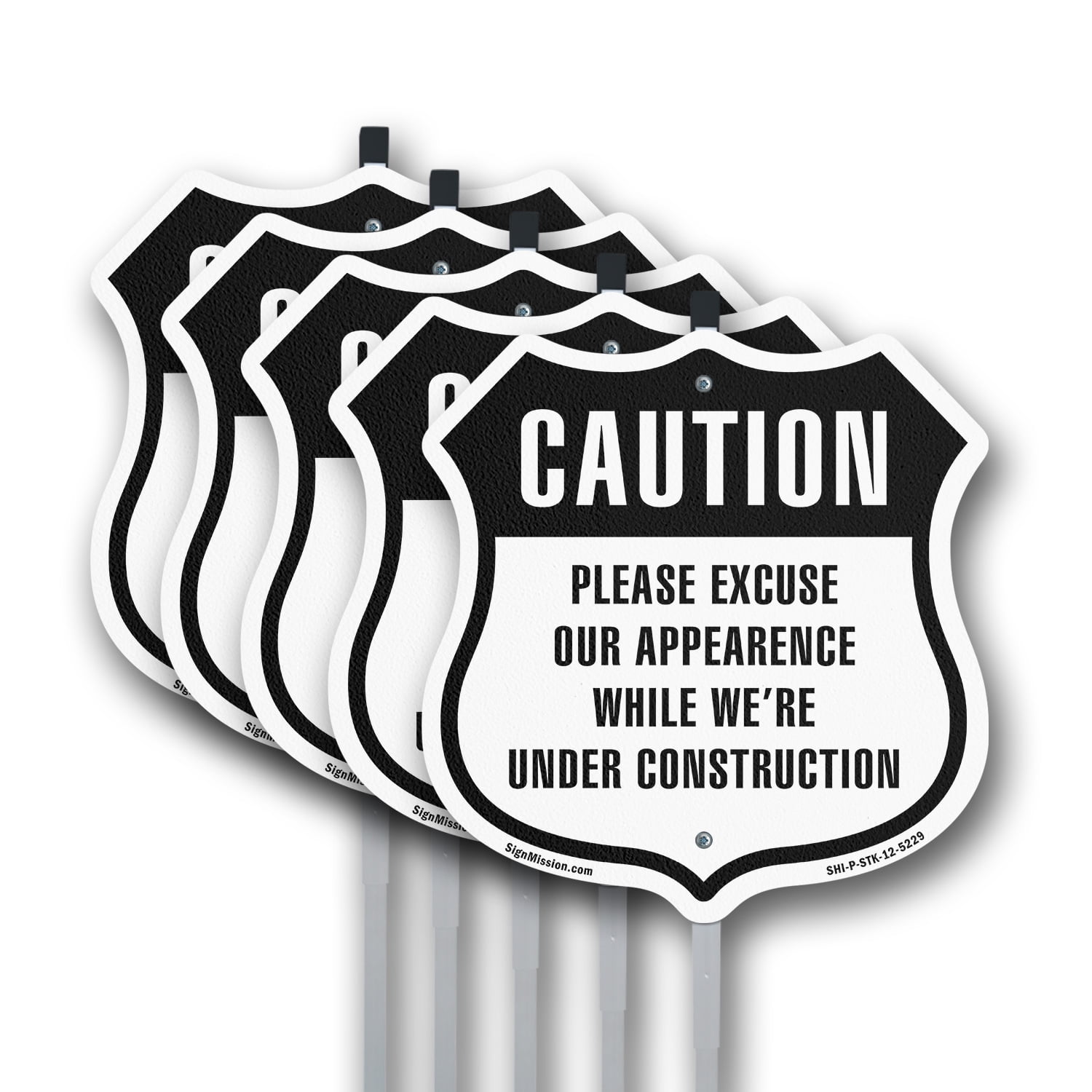 Caution Please Excuse Our Appearance Construction (5 Pack) 12 inch X 12 ...