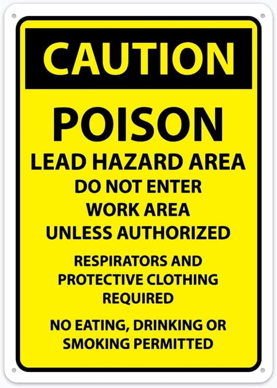 Caution Poison Lead Hazard Area Do Not Enter Work Area Novelty Metal ...