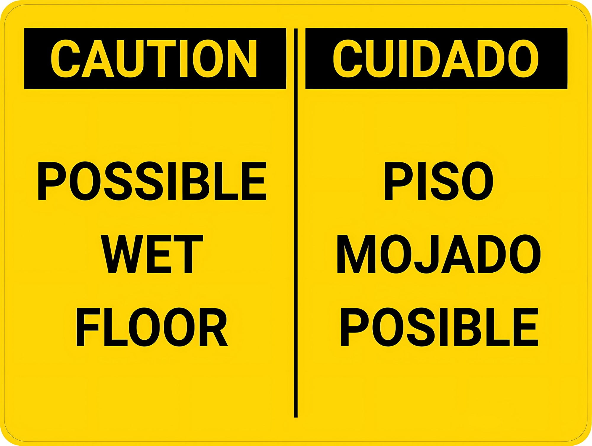 Caution Possible Wet Floor Bilingual Spanish Sign - 8"x12" Metal Danger ...