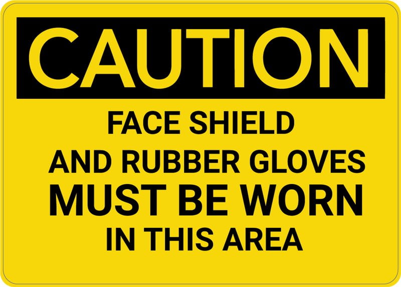 Caution Ppe Face Shield And Gloves Must Be Worn In Area Retro Aluminum ...