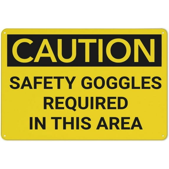 Caution Ppe Safety Goggles Required In This Area Sign Outdoor Signs ...
