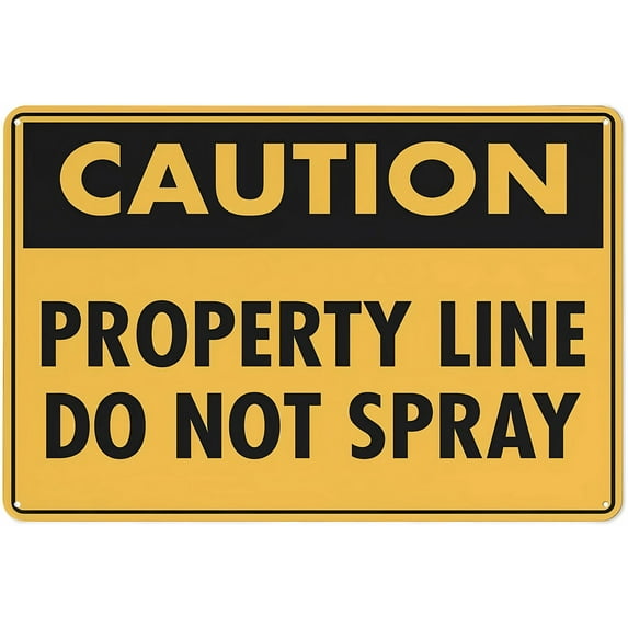 Caution Property Line Do Not Spray Safe Sign 12 x 8 Inches - Outdoor ...