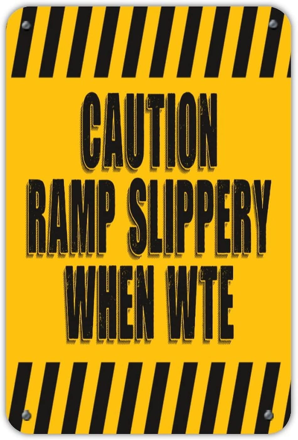Caution Ramp Slippery When Wets Metal Tin Sign Modern Yellow for ...
