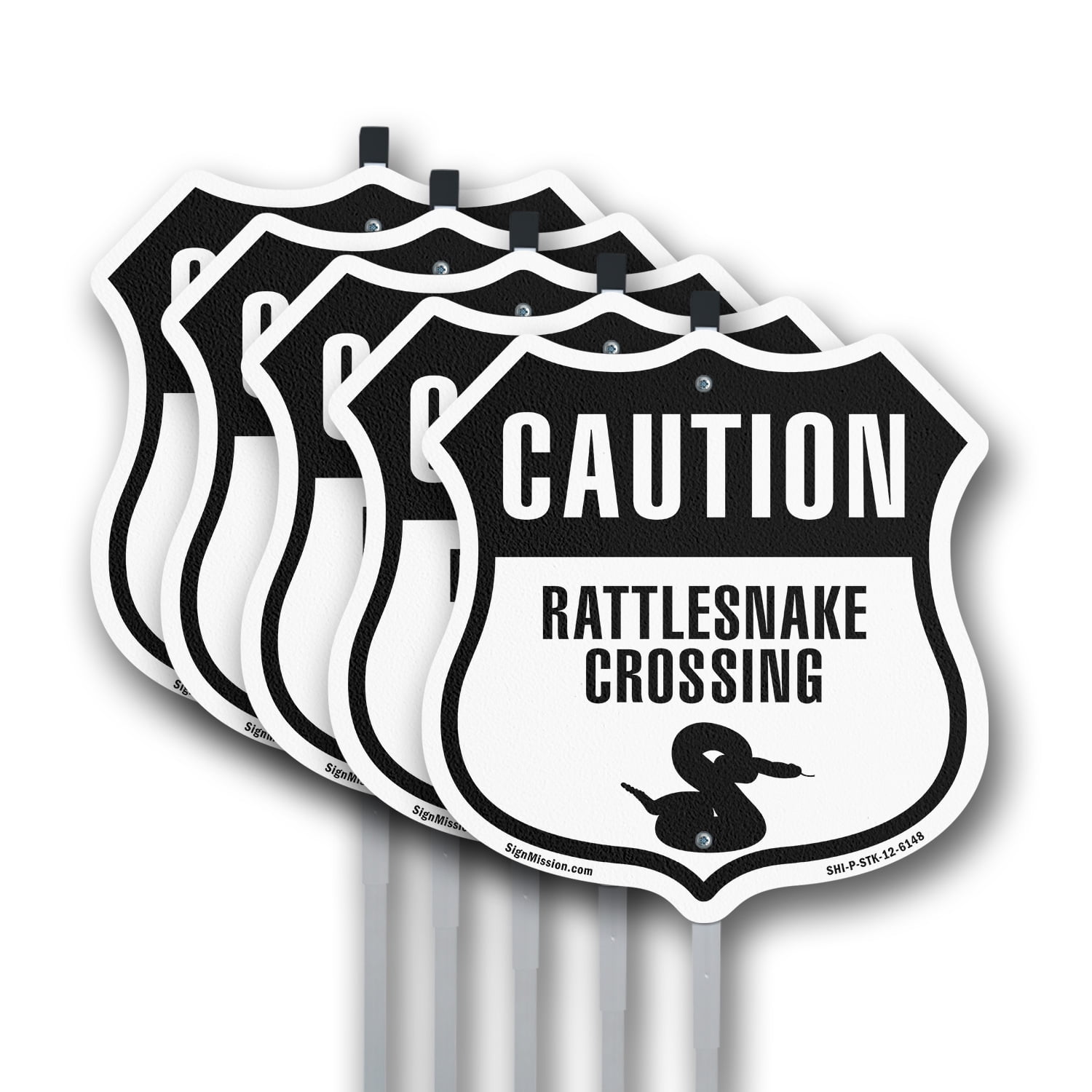 Caution Rattlesnake Crossing (5 Pack) 12 inch X 12 inch Shield Shaped ...