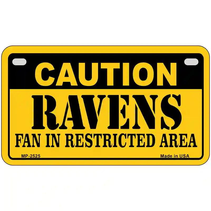 Caution Ravens Metal Novelty License Plate 7" x 4" Motorcycle (MP ...