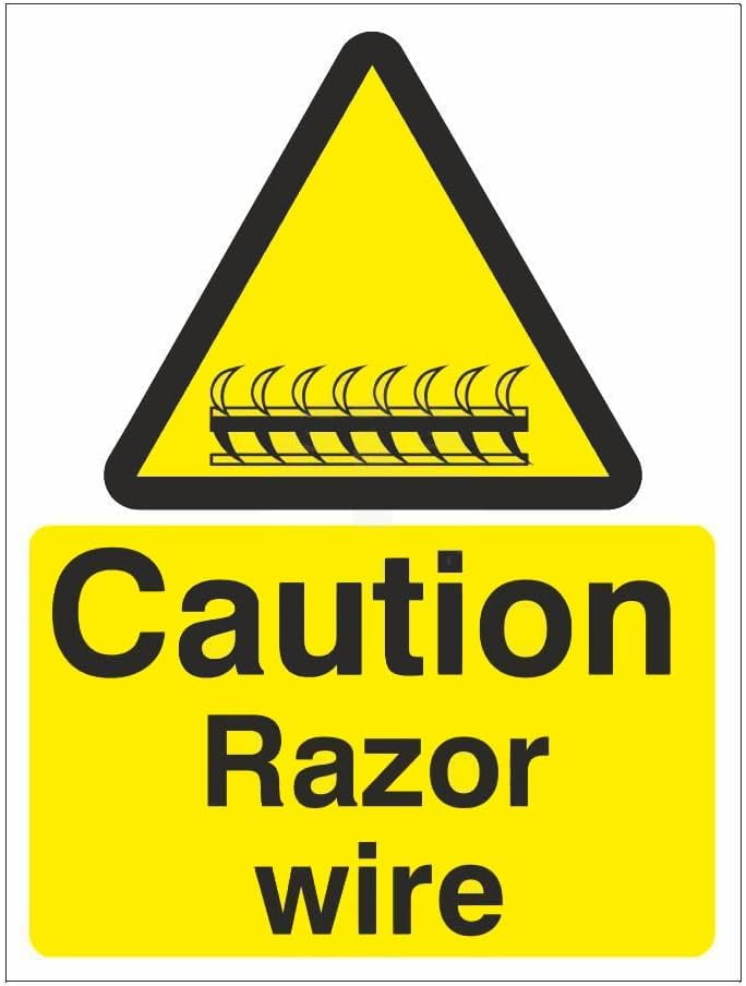 Caution Razor Wire Sign Safety Signs, Hazard Signs, Caution Signs Metal ...