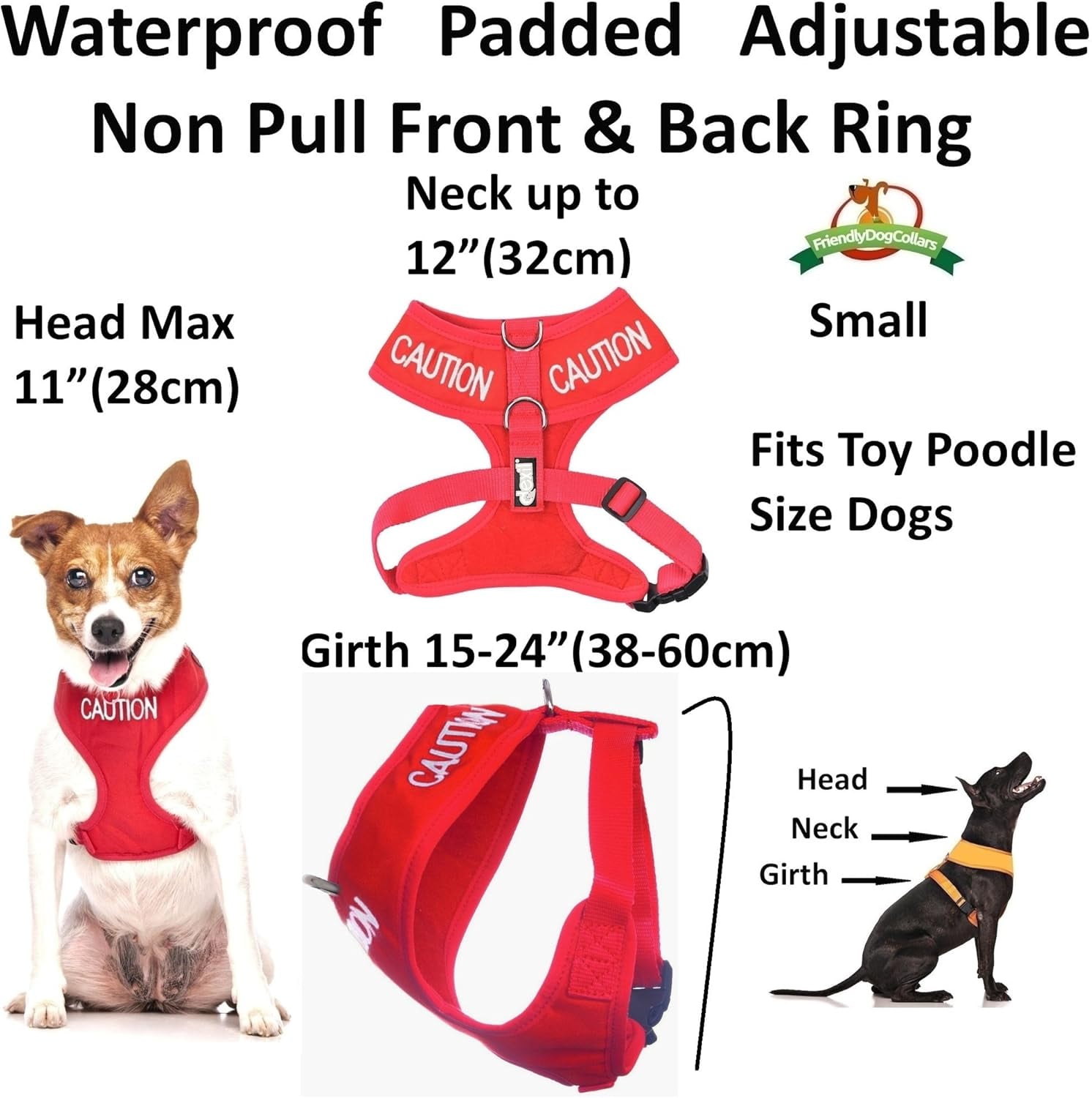 Caution Red Color Coded Waterproof Padded Adjustable Non Pull Front and ...