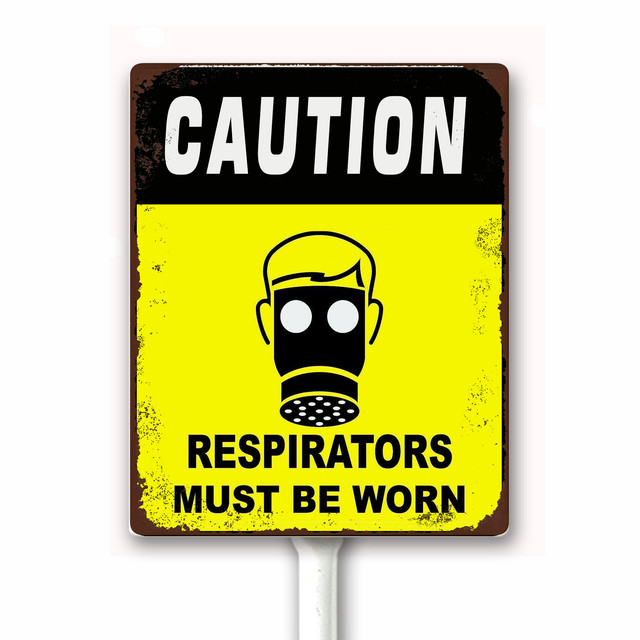 Caution Respirators Must Be Worn Rustic Yard Sign for Outdoor, 7" X 8.8 ...
