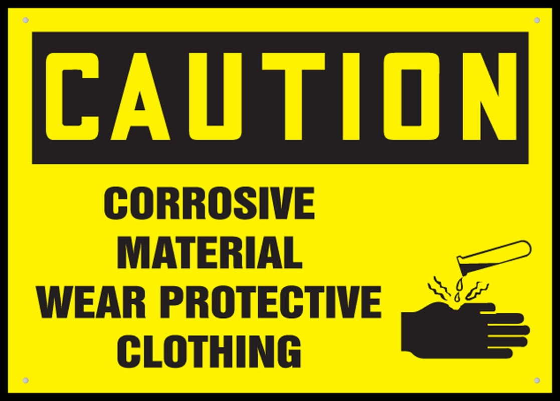 Caution Safety Label Corrosive Material Wear Protective Clothing 8X12 ...