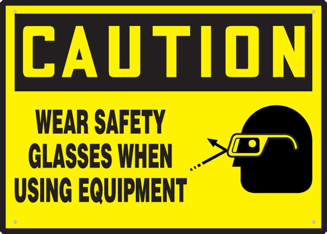 Caution Safety Label Wear Safety Glasses When Using Equipment 8 X 12 ...