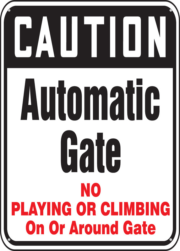 Caution Safety Sign Automatic Gate No Playing Or Climbing On Or Around Gate Metal 12X8 Inch Rust ...