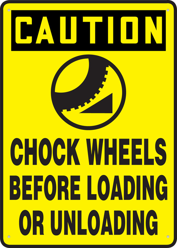 Caution Safety Sign Chock Wheels Before Loading And Unloading 12X8 Inch ...