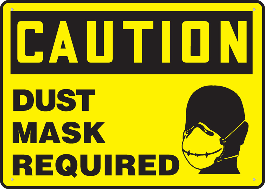 Caution Safety Sign Dust Mask Required Metal 12X8 Inch Rust Free ...