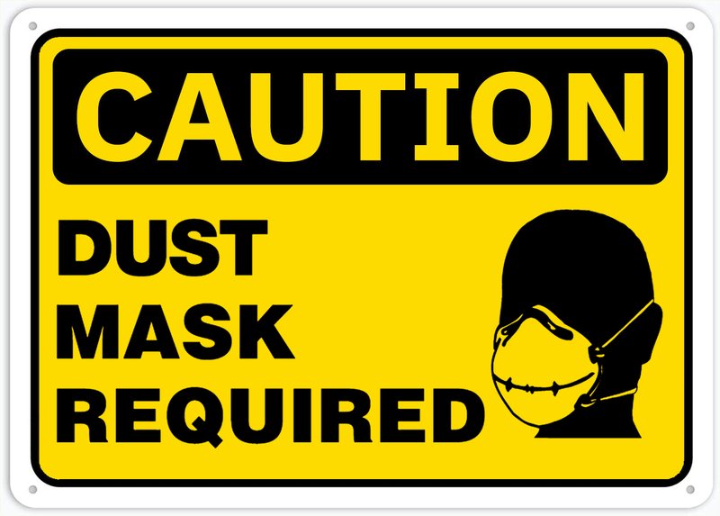 Caution Safety Sign Dust Mask Required Sign Metal 12"X8" Rust Free ...