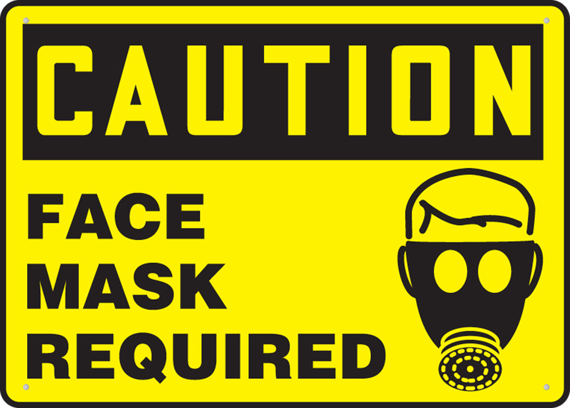 Caution Safety Sign Face Mask Required Signs Outdoor, Uv Printed ...