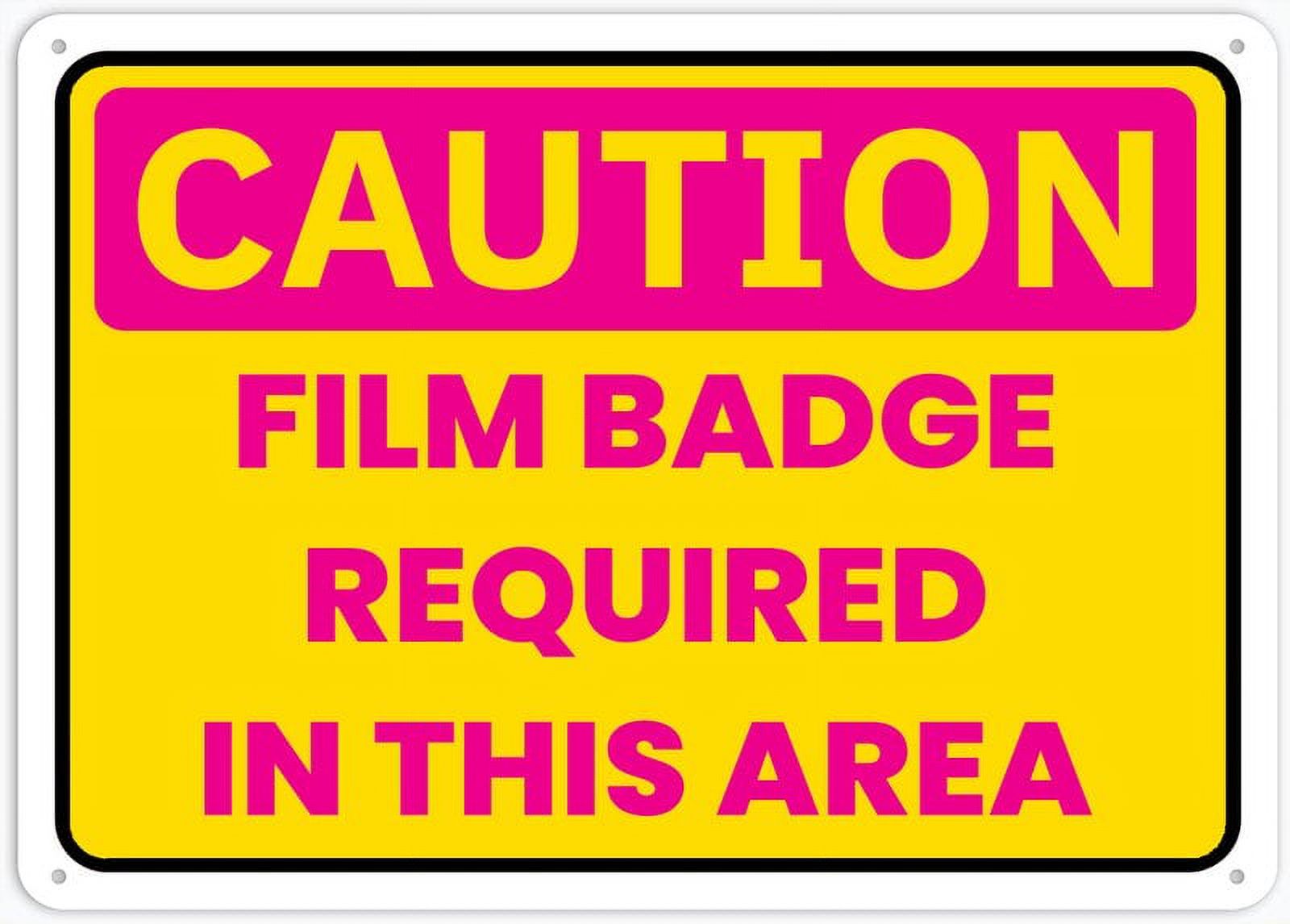 Caution Safety Sign Film Badge Required In This Area Retro Metal Tin ...