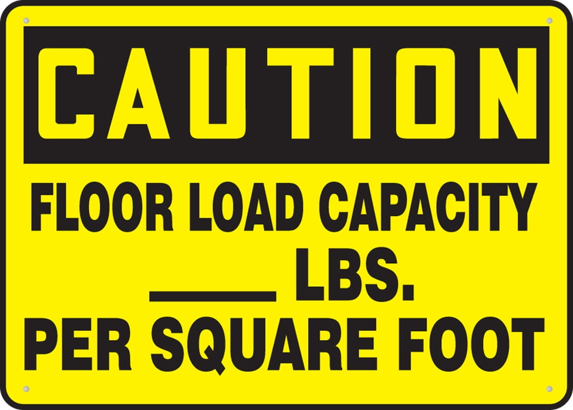 Caution Safety Sign Floor Load Capacity Lbs Per Square Foot 12”X8 ...