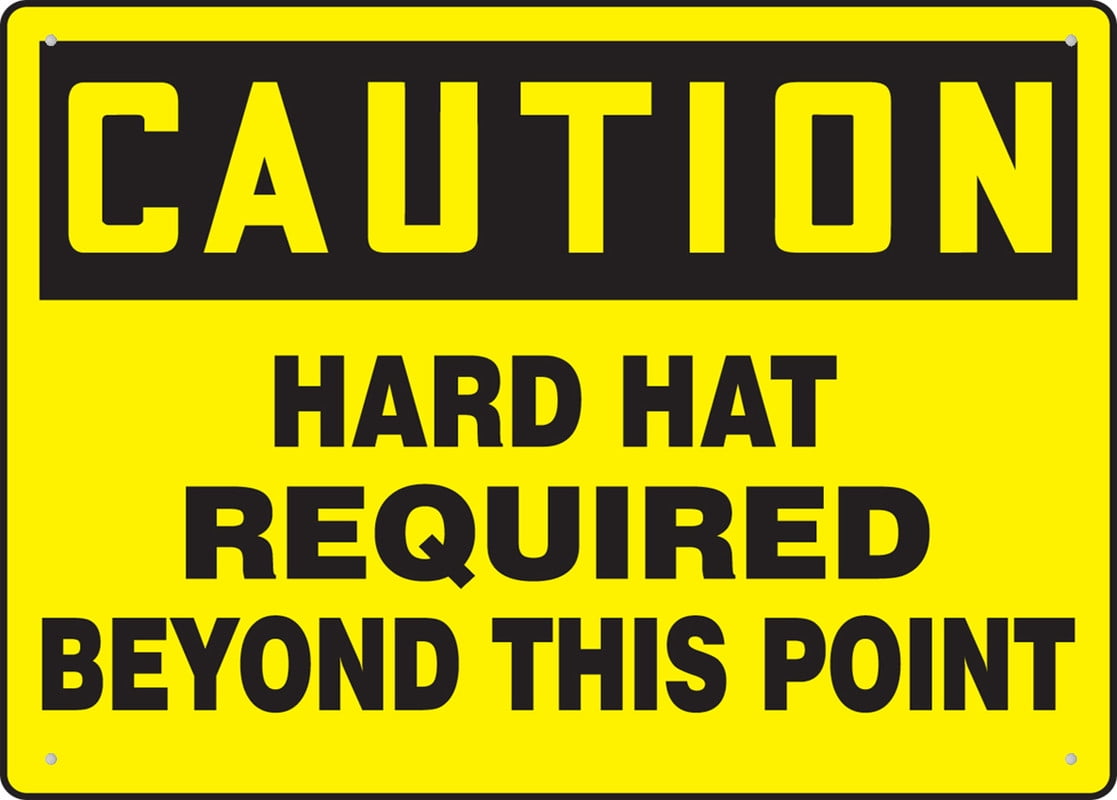 Caution Safety Sign Hard Hat Required Beyond This Point Metal 12X8 Inch ...