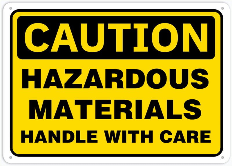 Caution Safety Sign Hazardous Materials Handle With Care Sign Metal 12 ...