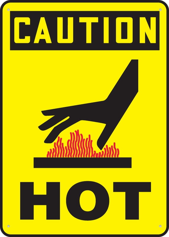 Caution Safety Sign Hot 12X8 Inches Metal Aluminum Signs, Weather ...