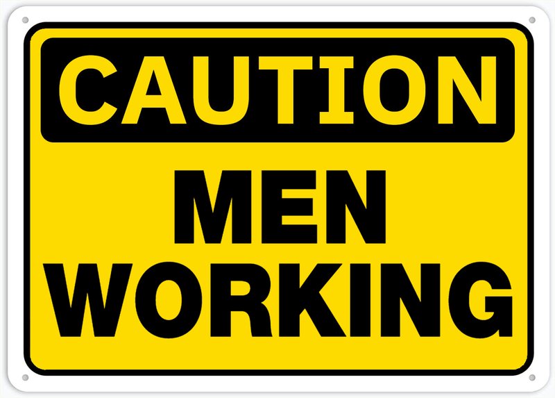 Caution Safety Sign Men Working Retro Metal Tin Signs 12X8 Inch For ...