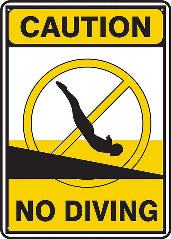 Caution Safety Sign No Diving Signs Outdoor, Uv Printed Aluminum 12 X 8 ...