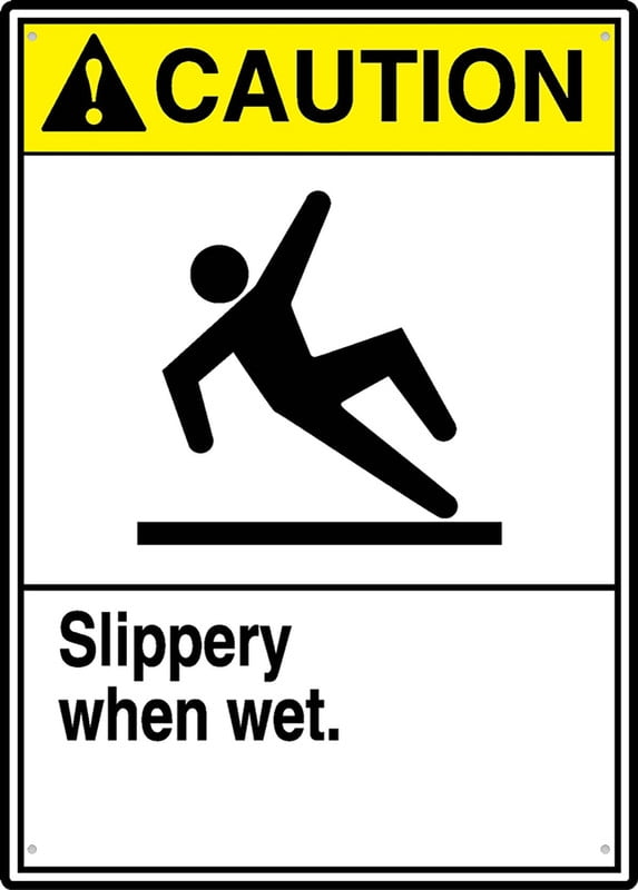 Caution Safety Sign Slippery When Wet Watch Your Step Warning Tin Sign ...