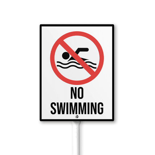 Caution Safety Sign No Swimming Sign with Stake 4.6x6inch Aluminum ...