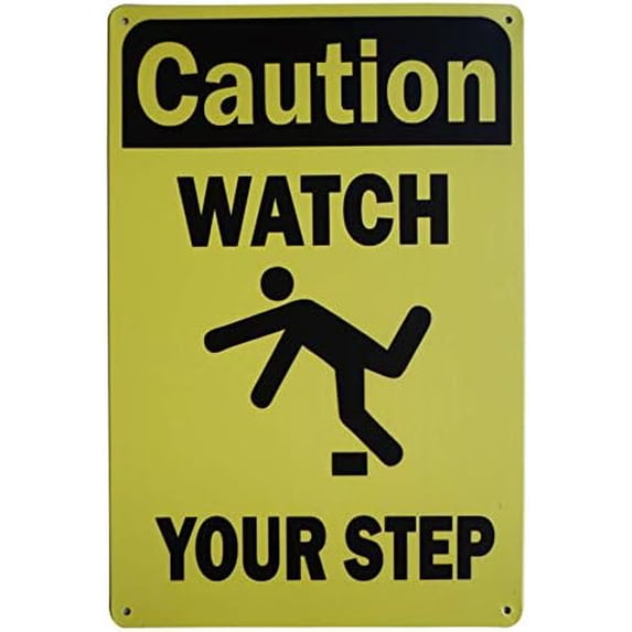 Caution Safety Sign Watch Your Step Outdoor Metal Steps Tape Sticker ...