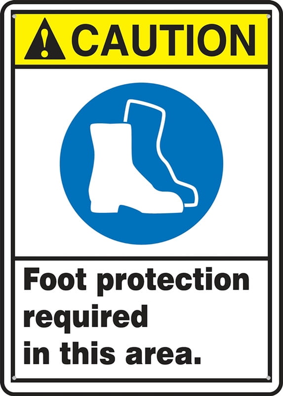 Caution Safety Signs Foot Protection Required In This Area Aluminum ...