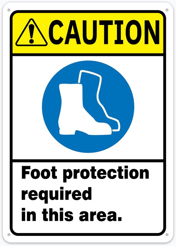 Caution Safety Signs Foot Protection Required In This Area Sign Metal ...
