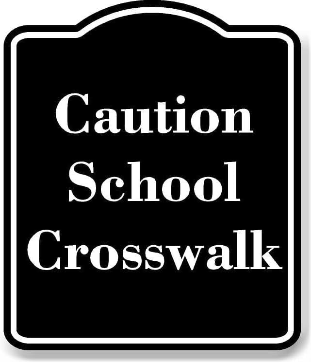 Caution School Crosswalk BLACK Aluminum Composite Sign 20''x24 ...
