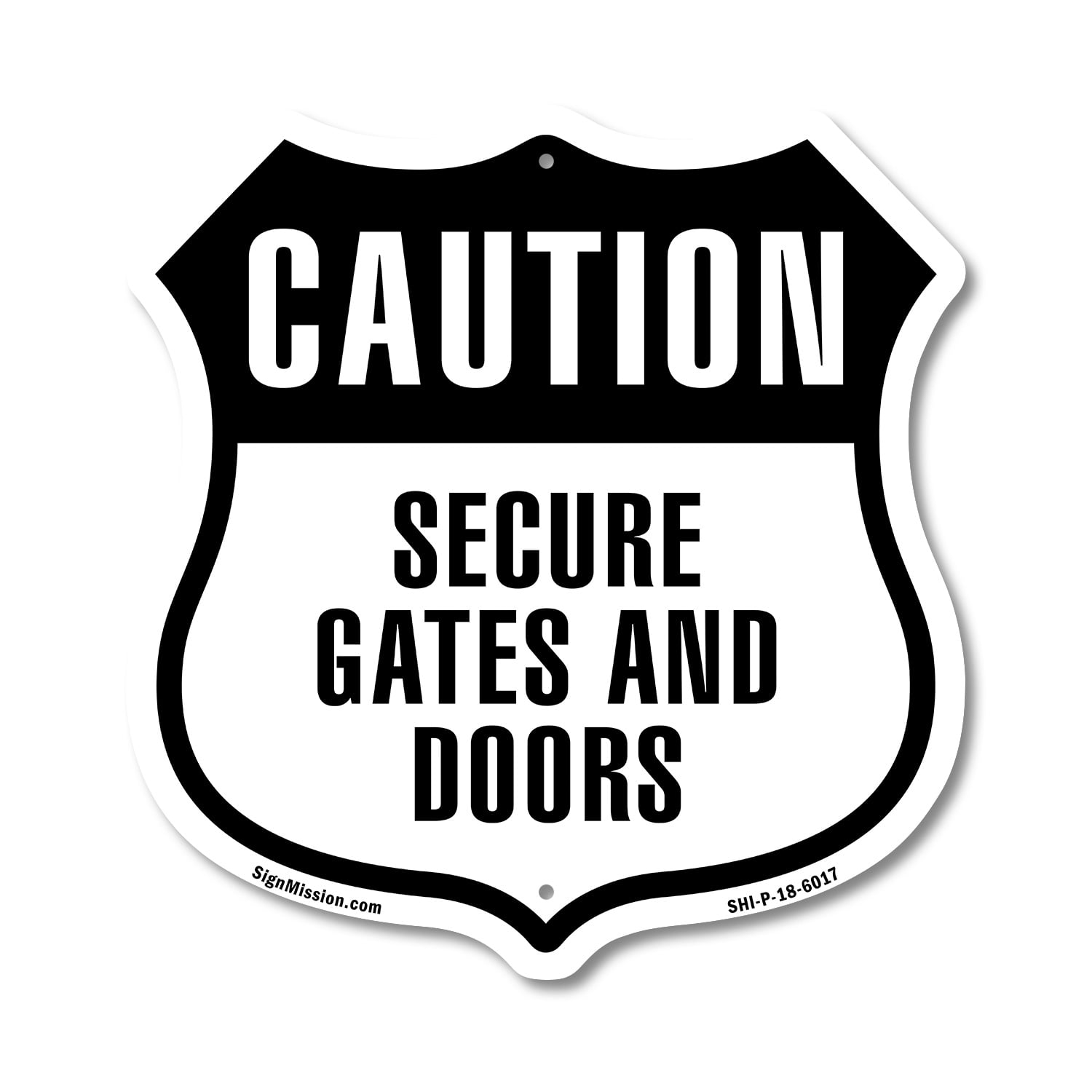 Caution Secure Gates and Doors (5 Pack) 12 inch X 12 inch Shield-Shaped ...