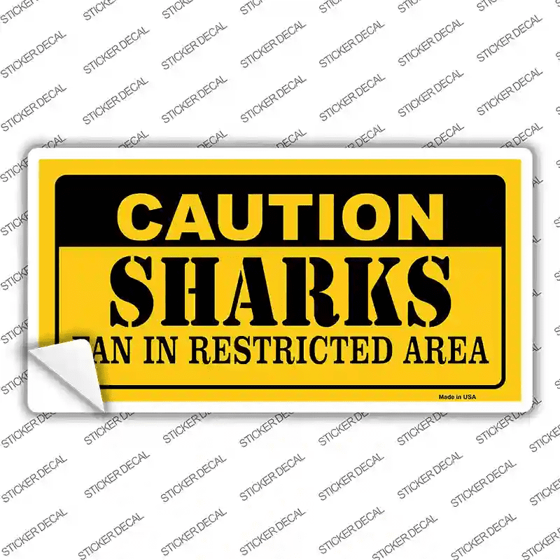 Caution Sharks Novelty Sticker Decal Large - Walmart.com