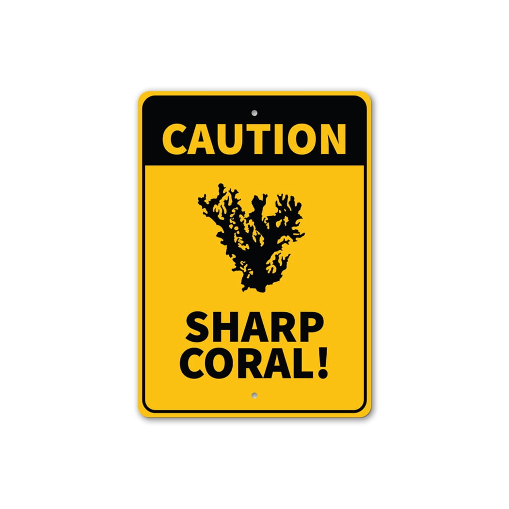 Caution: Sharp Coral, Coastal Sign, Beach Caution Sign, Warning and ...